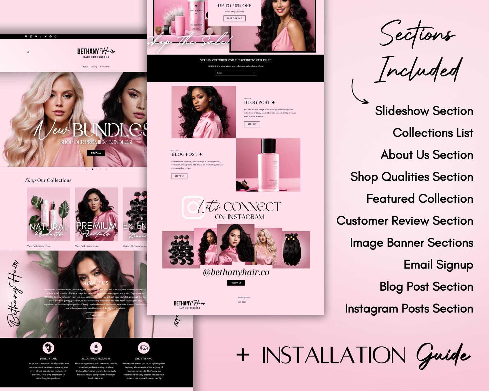Shopify Website Template | Bethany Hair – BeverlyTemplates